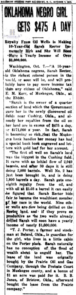 | Remembering Yesteryear: Sarah Rector- The youngest African American ...