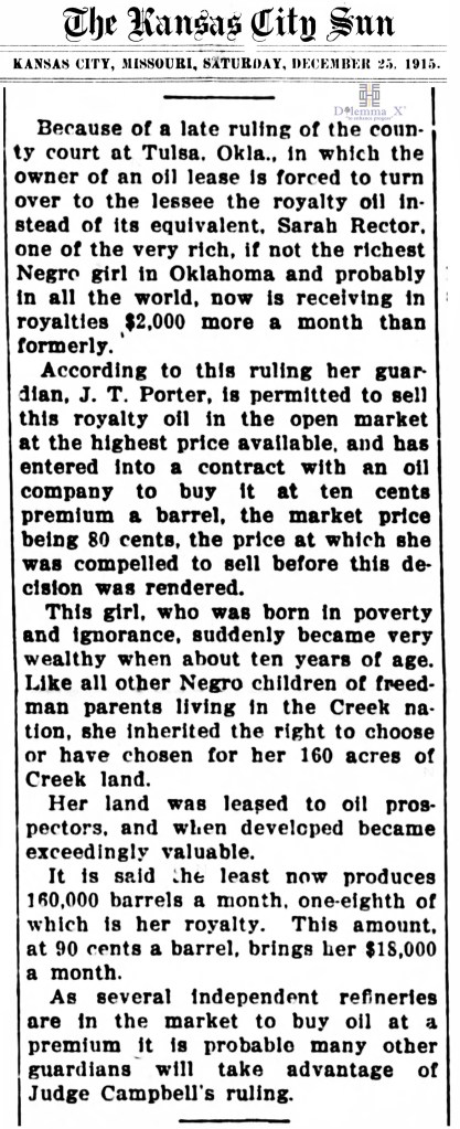 | Remembering Yesteryear: Sarah Rector- The youngest African American ...