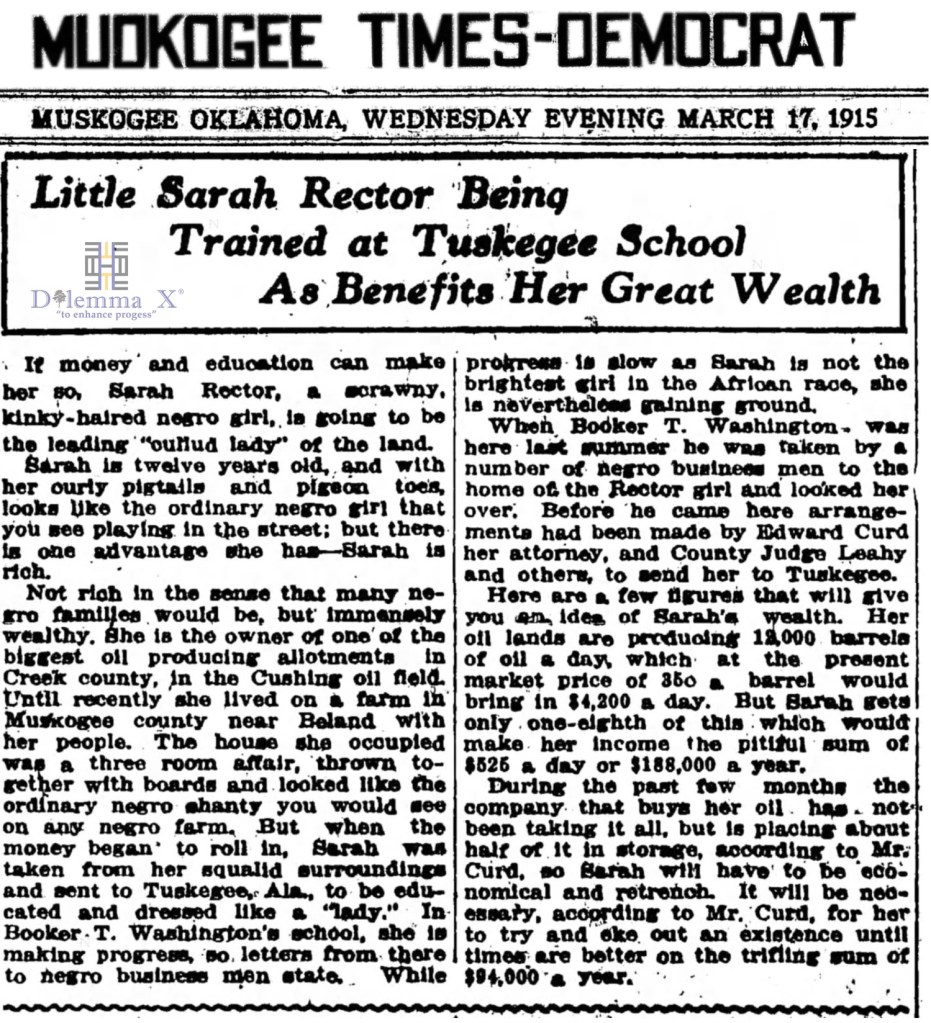 | Remembering Yesteryear: Sarah Rector- The youngest African American ...