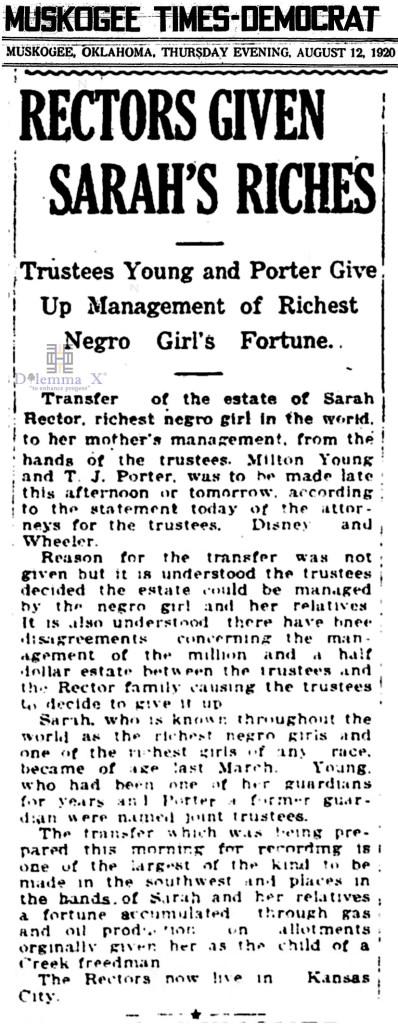| Remembering Yesteryear: Sarah Rector- The youngest African American ...